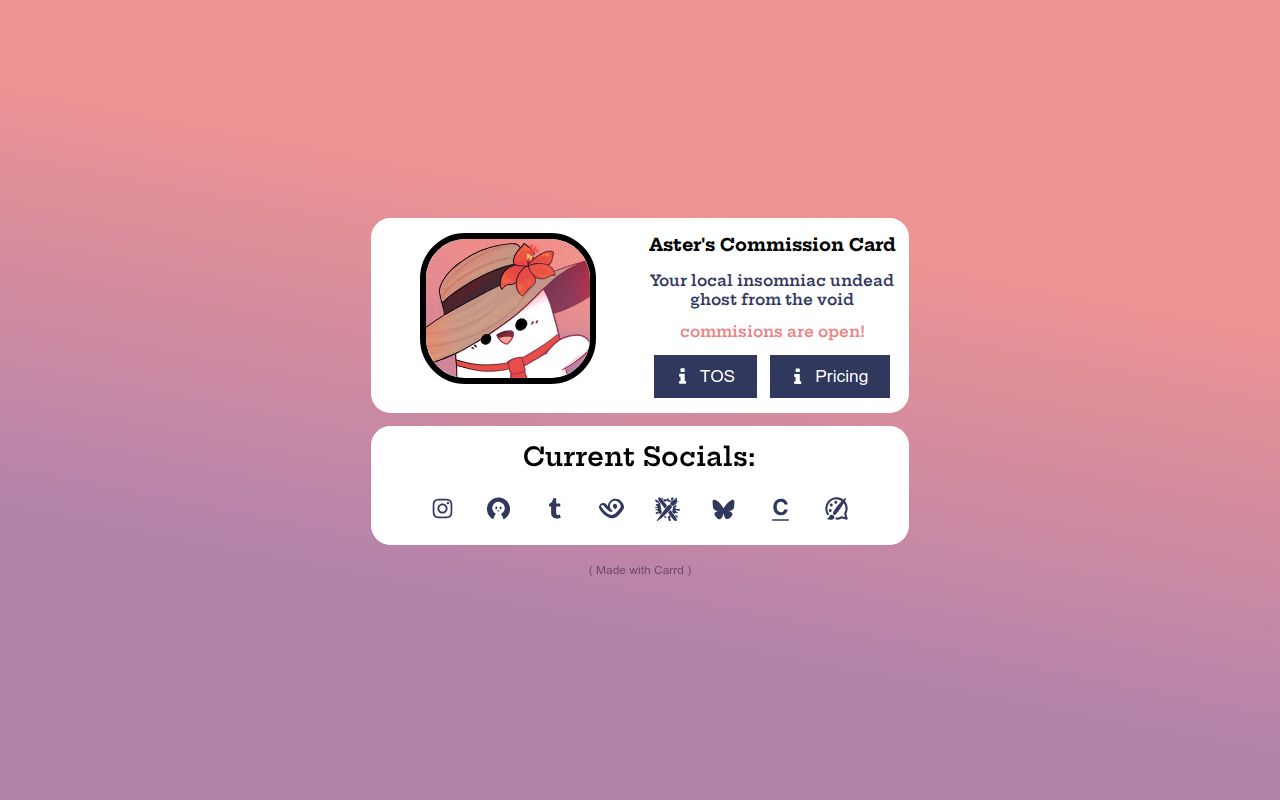 Aster commission card